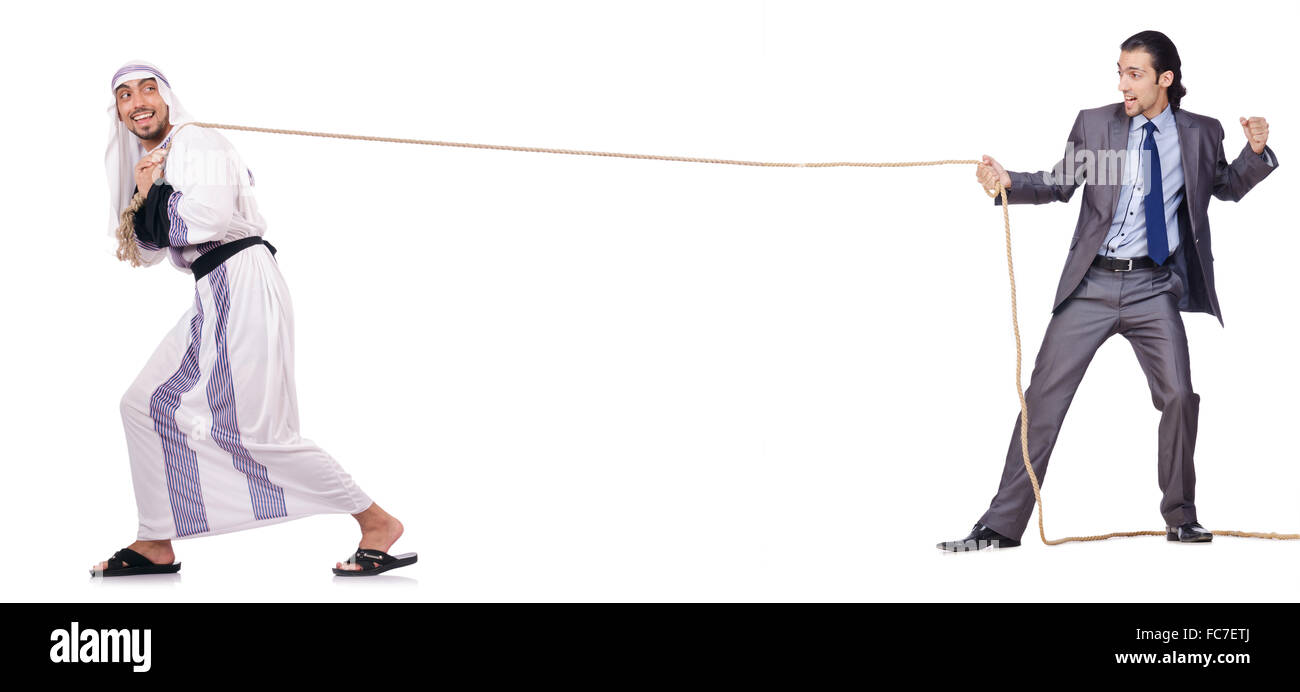 Tug of war concept on white Stock Photo - Alamy