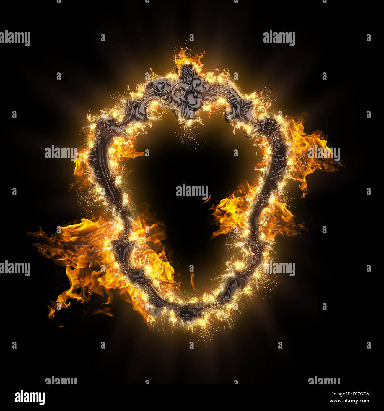 burning metal frame Stock Photo - Alamy
