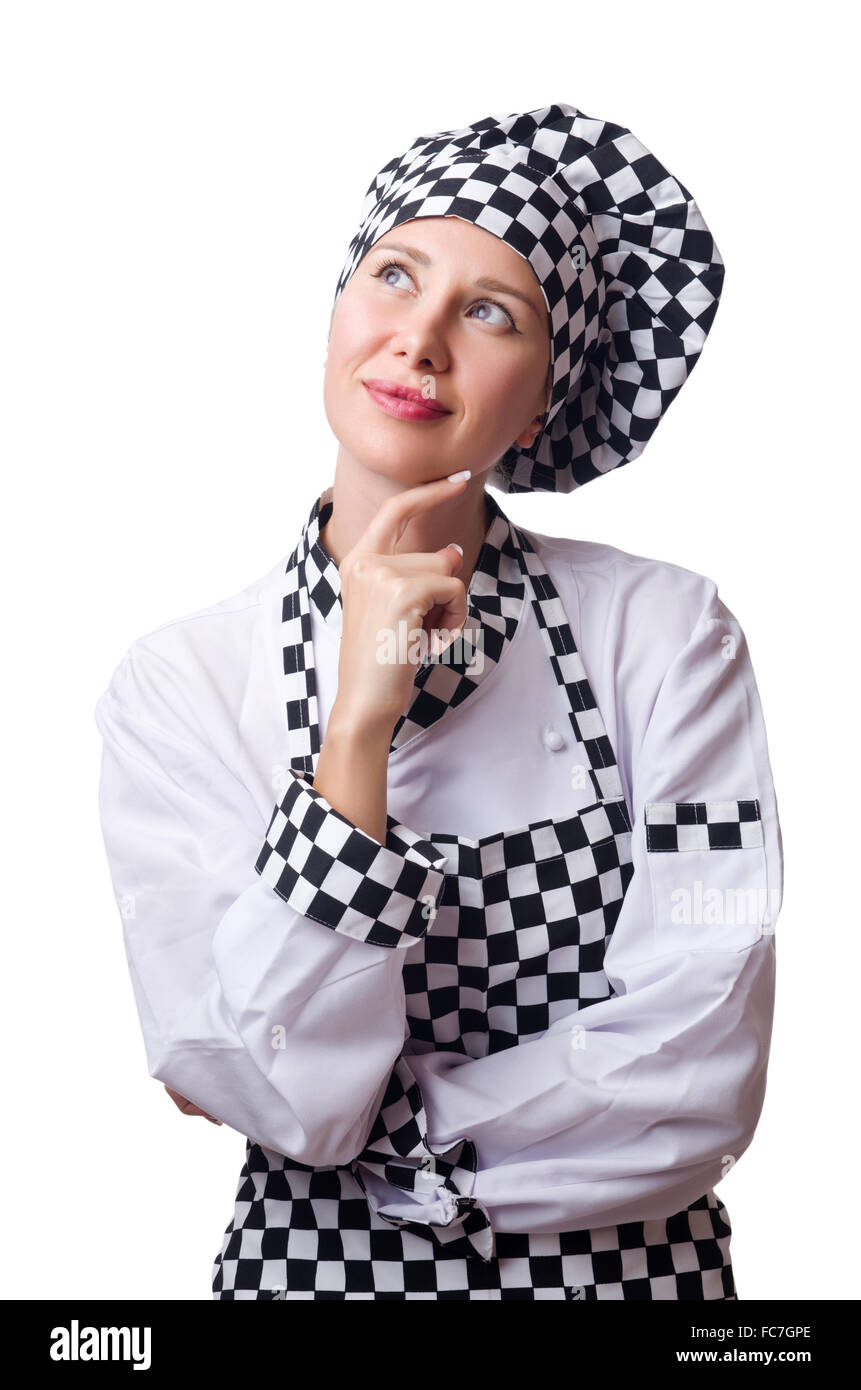 Female chef in uniform isolated on white Stock Photo - Alamy