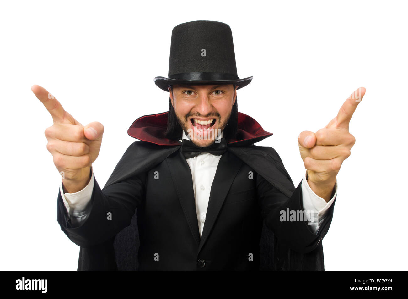 Man magician isolated on white Stock Photo - Alamy