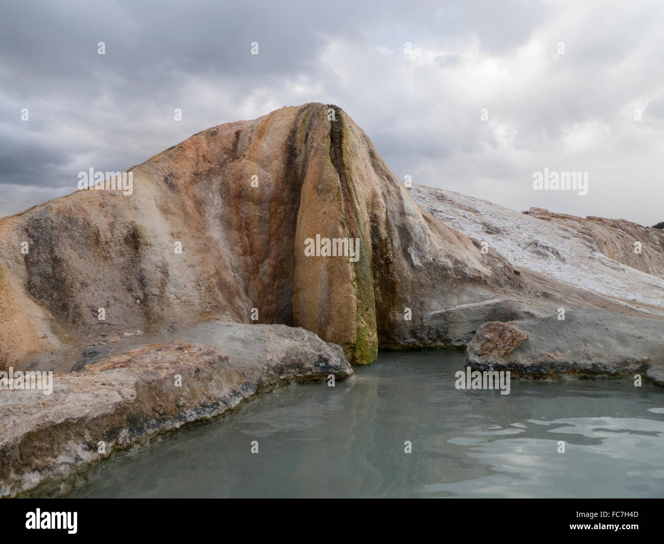 Rock formation over hot spring, Keough Hot Springs, California, United ...
