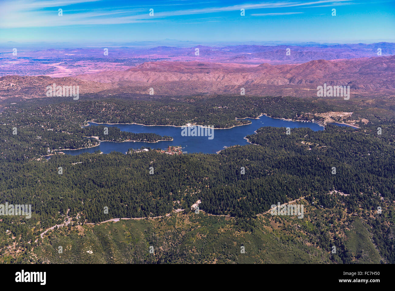 Aerial view of Lake Arrowhead, California, United States Stock Photo ...