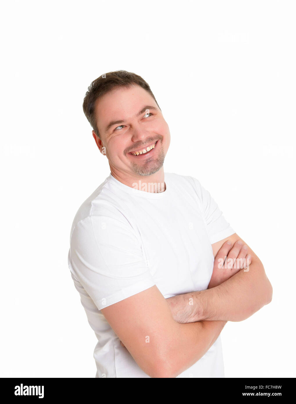 portrait of a amn in white clothes in studio Stock Photo - Alamy