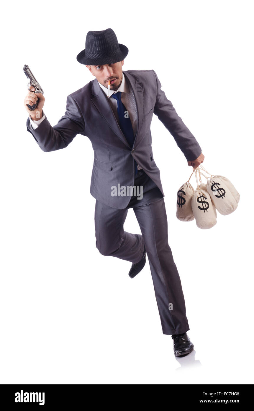 Criminal man isolated on the white Stock Photo - Alamy