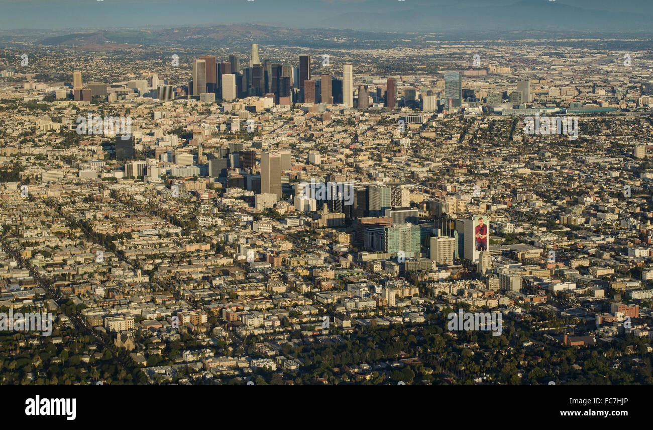 Aerial view of Los Angeles cityscape, California, United States Stock ...