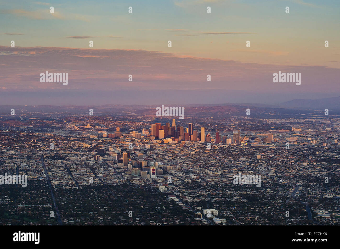 Aerial view of Los Angeles cityscape, California, United States Stock ...