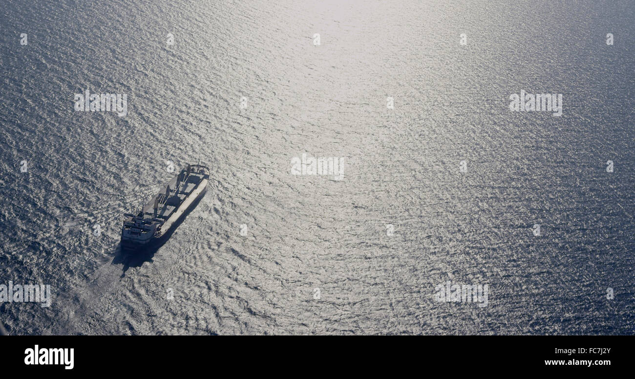 Aerial view of shipping barge in ocean Stock Photo - Alamy