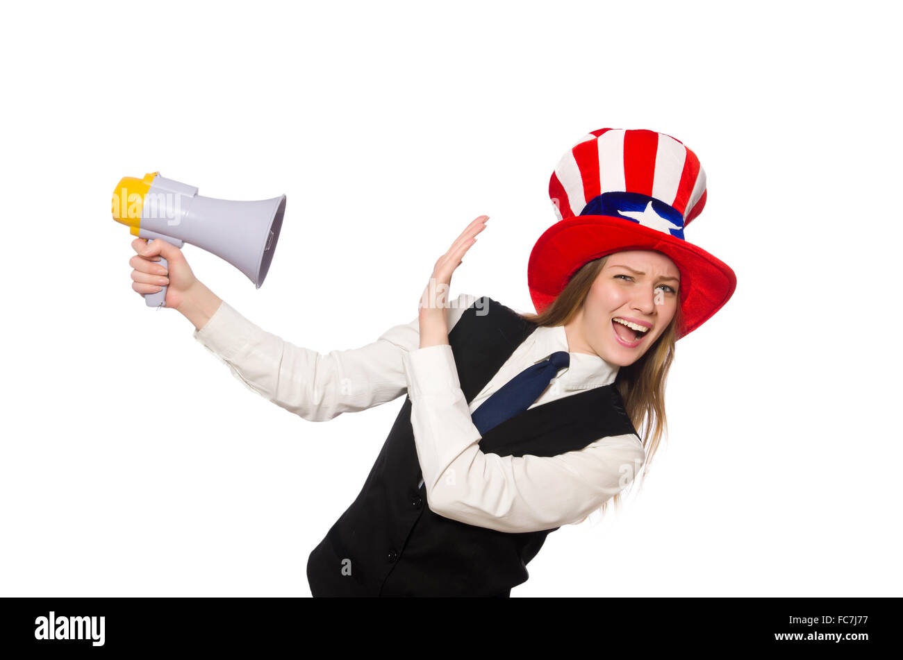 Woman screaming wearing employee hi-res stock photography and images ...