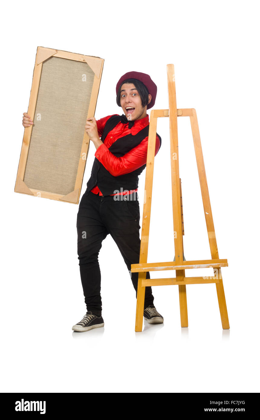 Funny artist isolated on white Stock Photo - Alamy