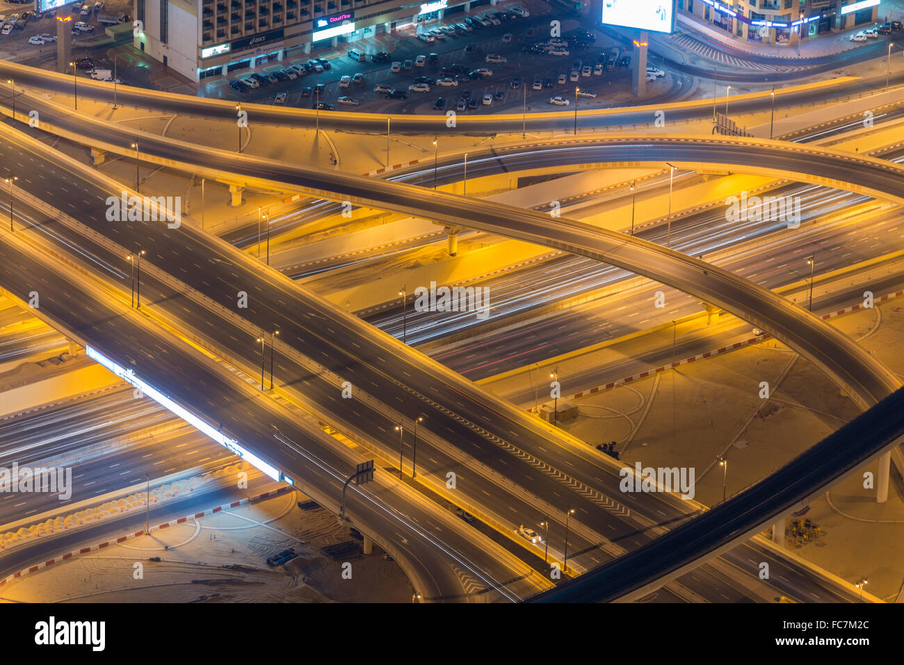 Dubai road junction during night hours Stock Photo - Alamy