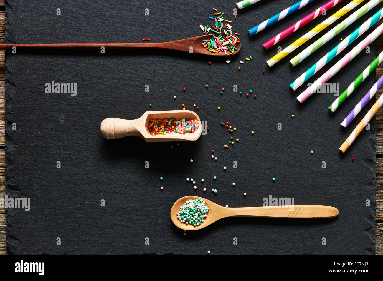 Drinking straws and sugar sprinkle dots Stock Photo - Alamy
