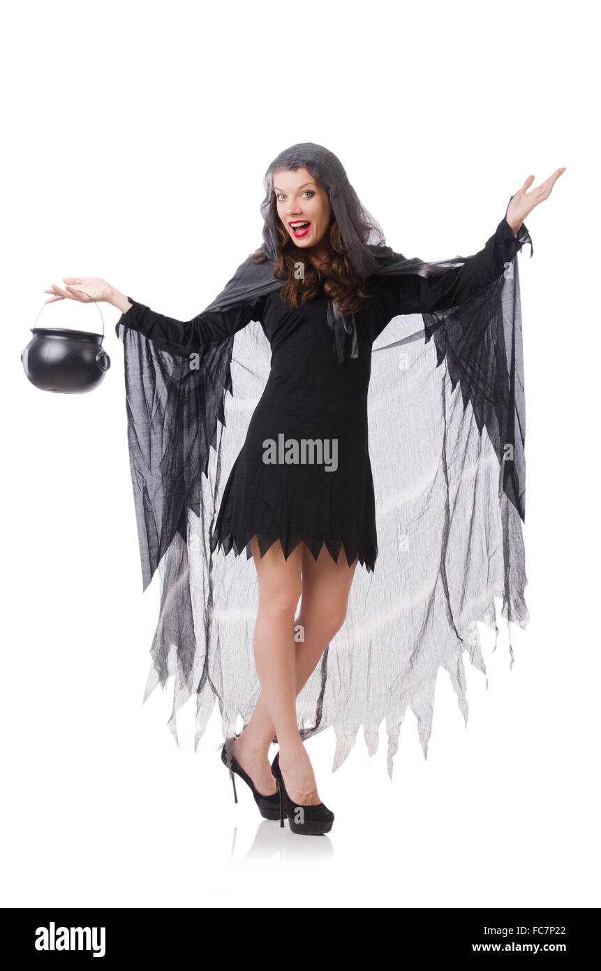 Witch isolated on white background Stock Photo - Alamy