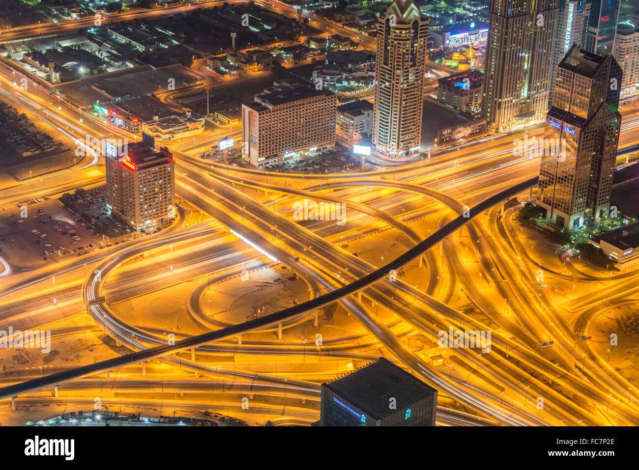 Dubai road junction during night hours Stock Photo - Alamy