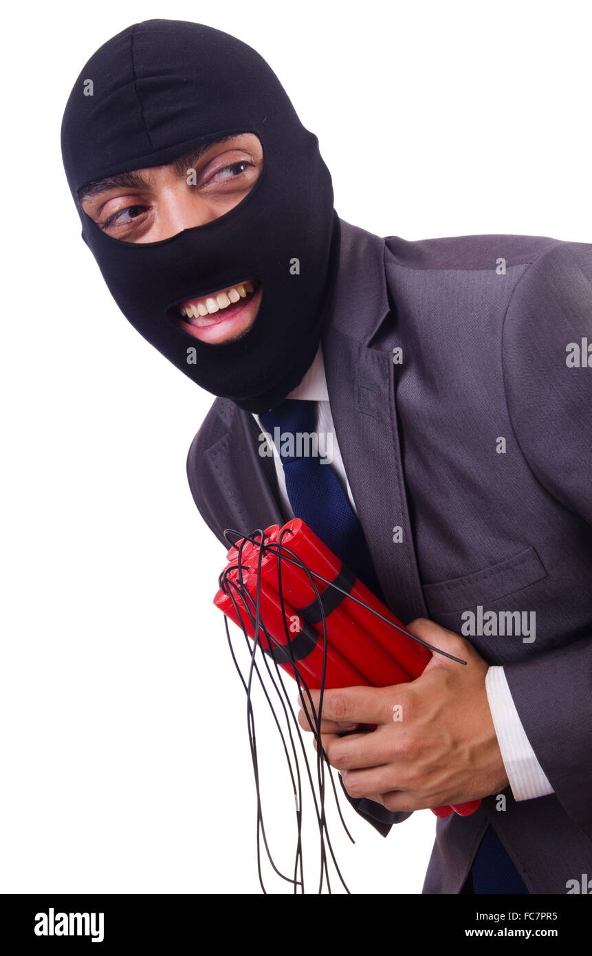 Criminal man isolated on the white Stock Photo - Alamy