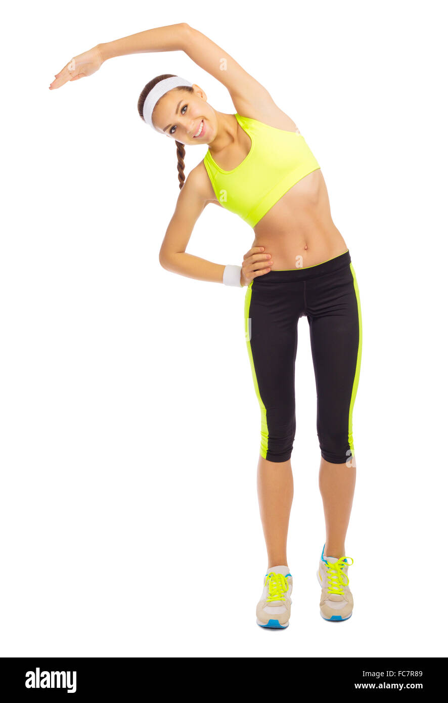 Sporty young girl isolated on white Stock Photo - Alamy
