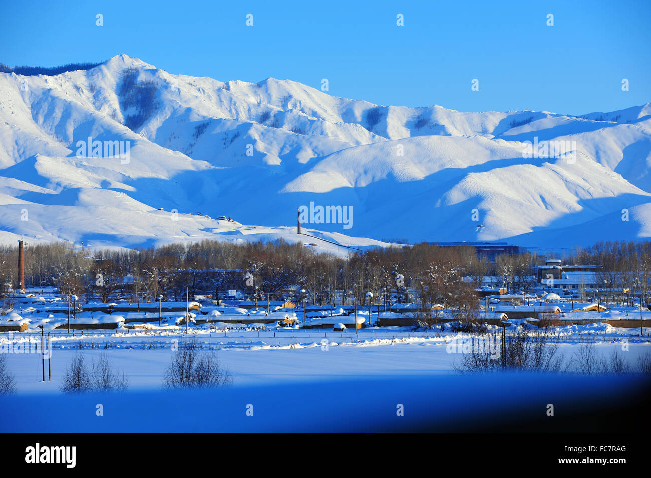 Xinjiang Aletai snow scenery Stock Photo - Alamy