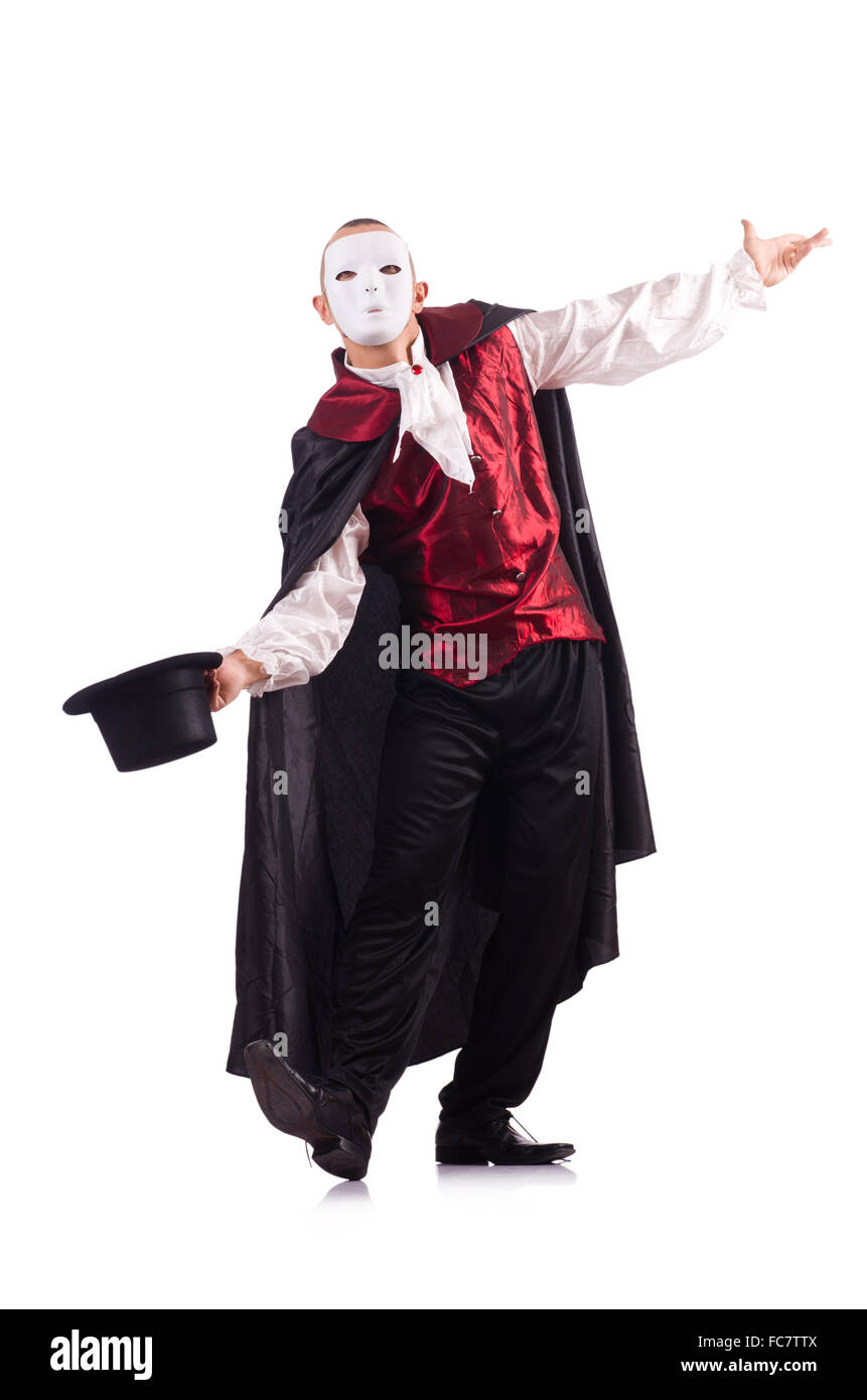 Man magician isolated on white Stock Photo - Alamy