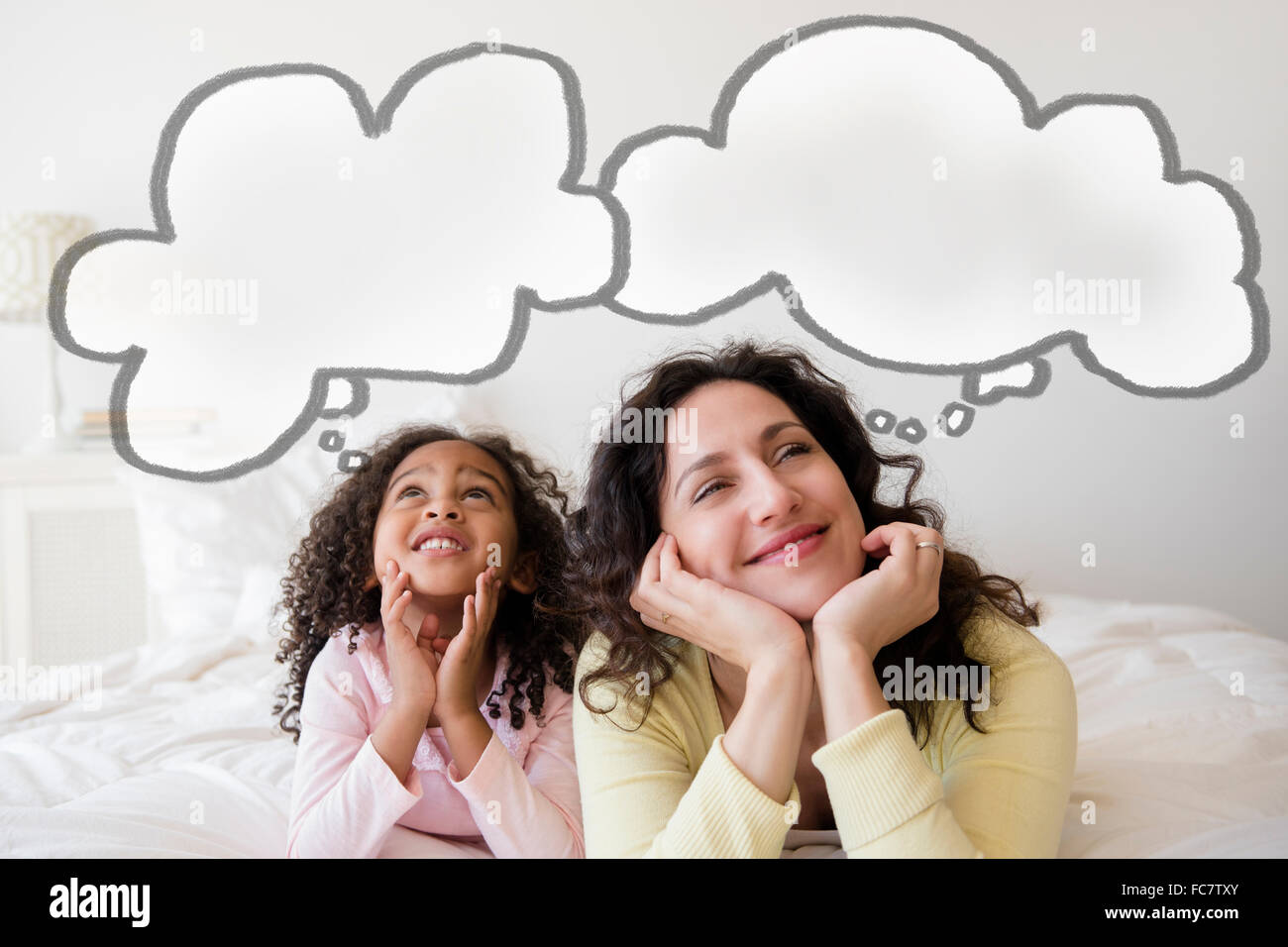Mother and daughter thinking on bed Stock Photo - Alamy Mother and daughter thinking on bed Stock Photo - Alamy