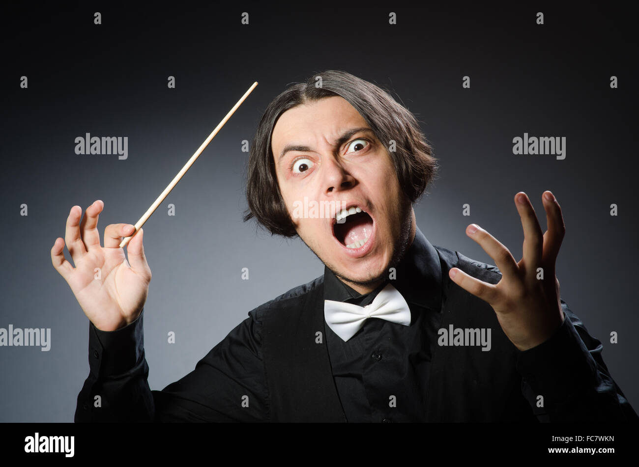 Funny conductor in musical concept Stock Photo - Alamy