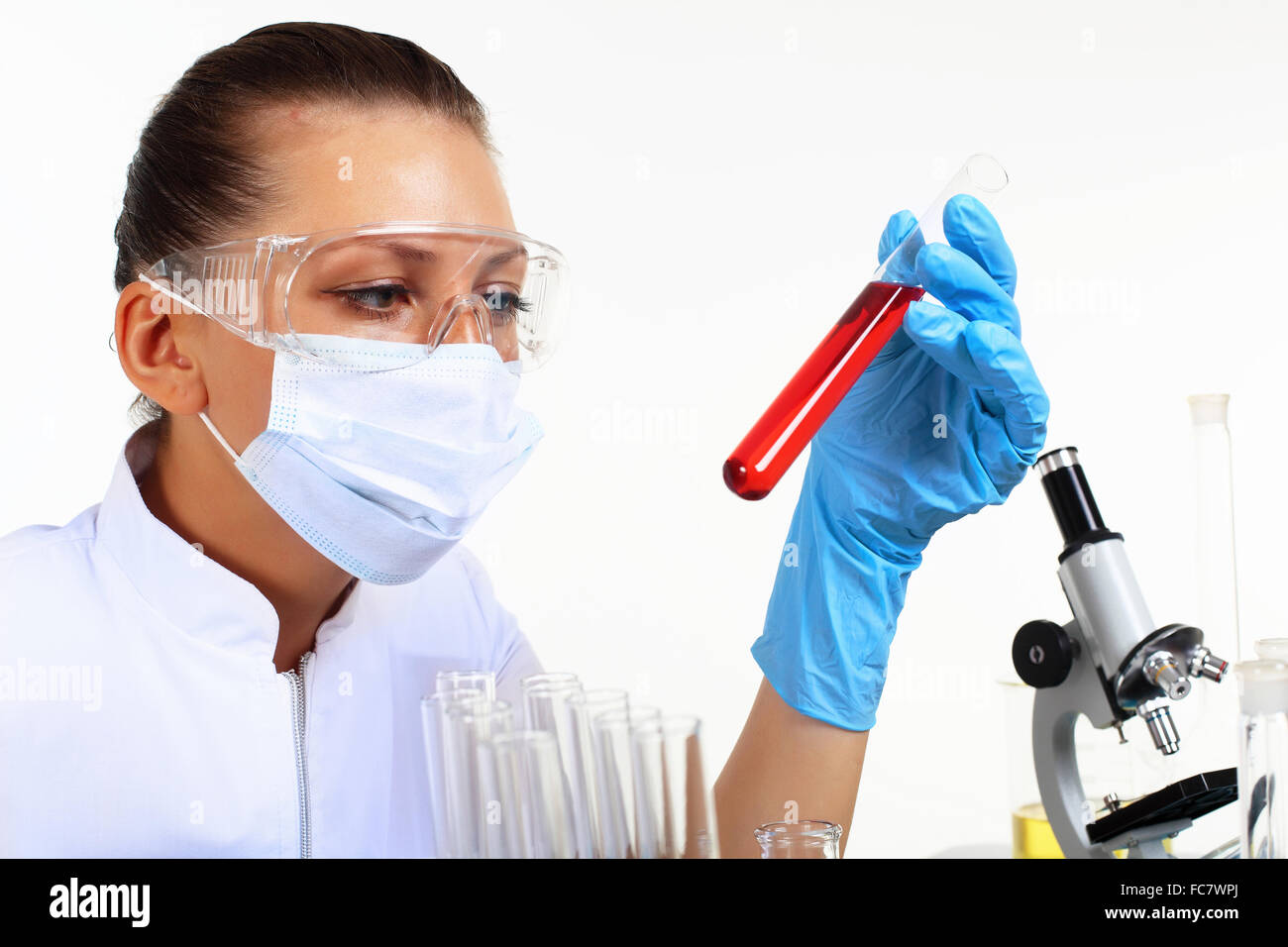 Young female scientist in a chemistry laboratory Stock Photo - Alamy