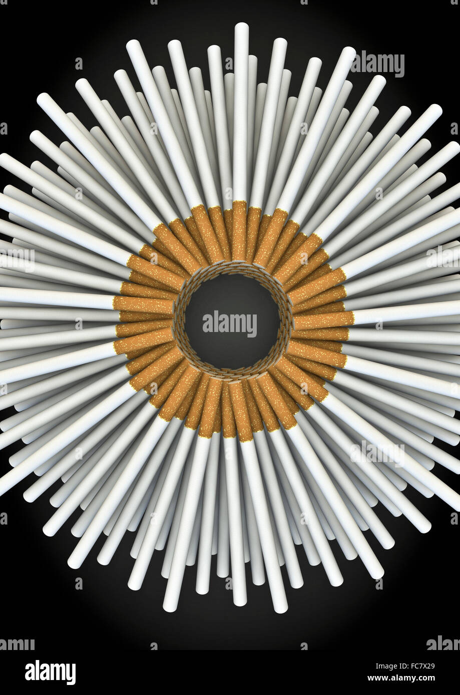 Cigarette eye / 3D render of cigarettes forming iris Stock Photo - Alamy