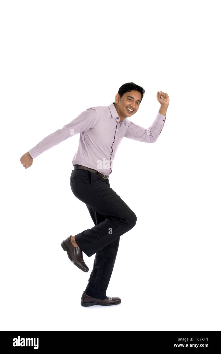 An businessman running away isolated on white background Stock Photo ...