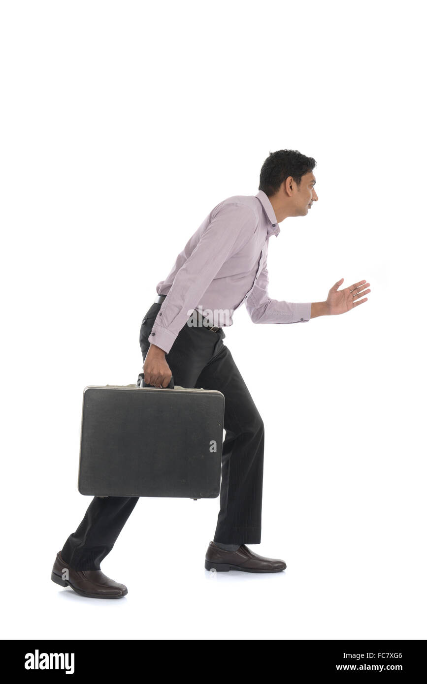 An businessman running away isolated on white background Stock Photo ...