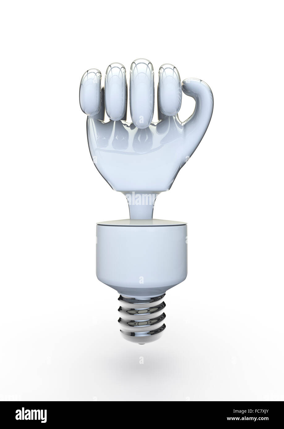 Energy bulb fist / 3D render of hand shaped energy bulb Stock Photo - Alamy
