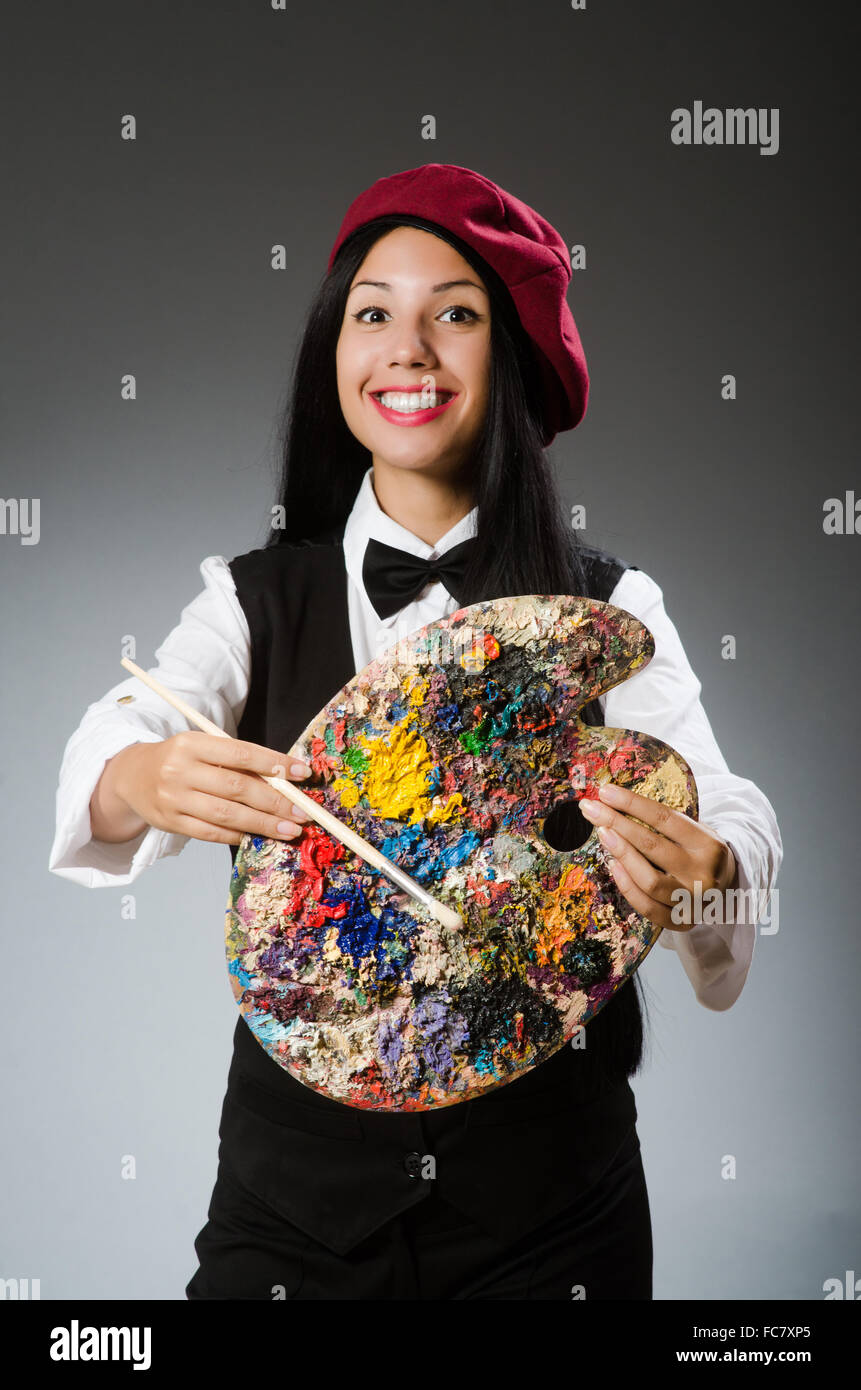 Funny artist working in the studio Stock Photo - Alamy