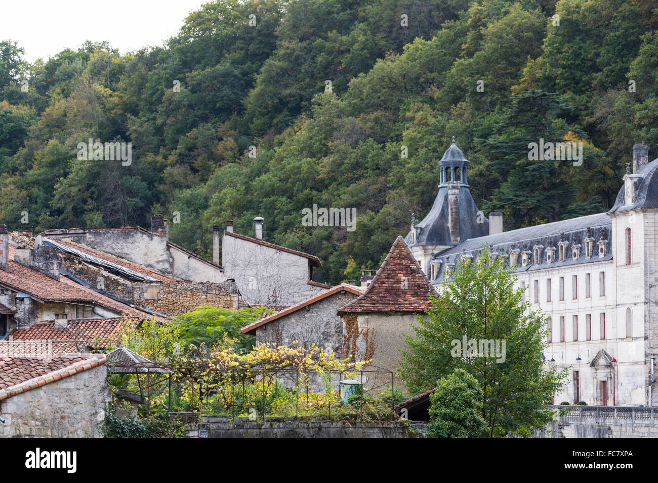 Brantome Abbey and village, Brantome, Loire Valley, France Stock Photo ...