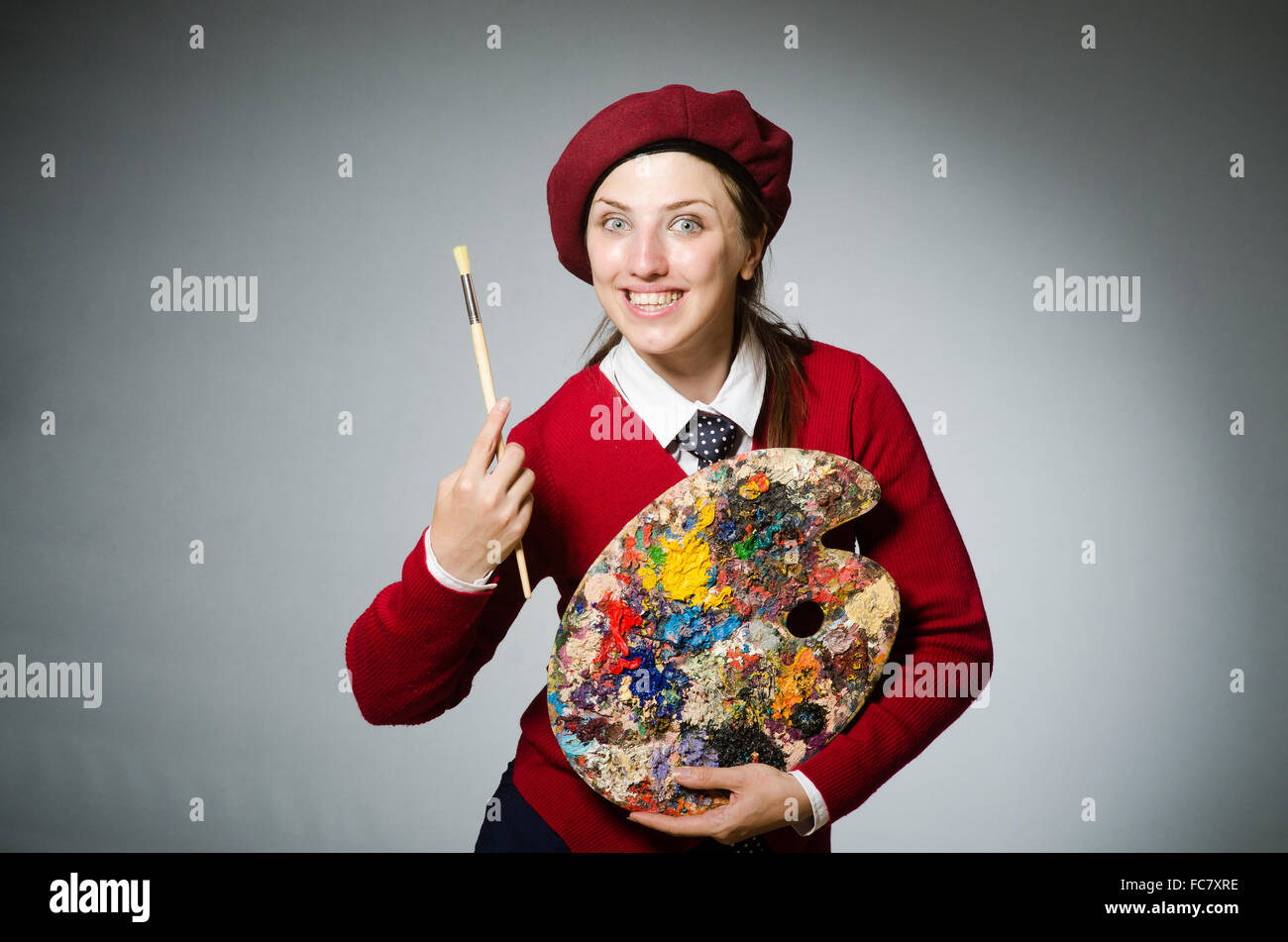 Funny artist working in the studio Stock Photo - Alamy