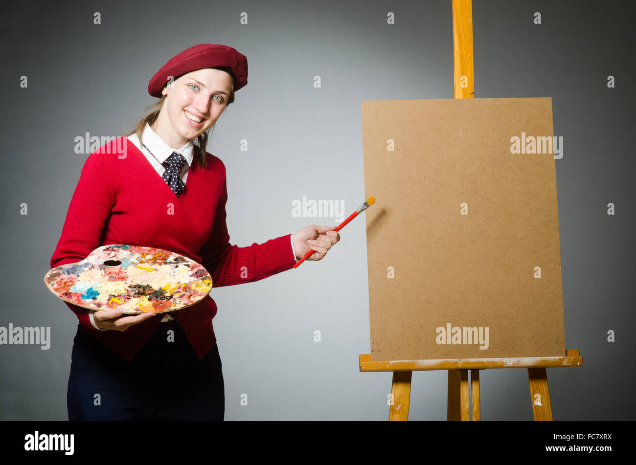 Funny artist working in the studio Stock Photo - Alamy