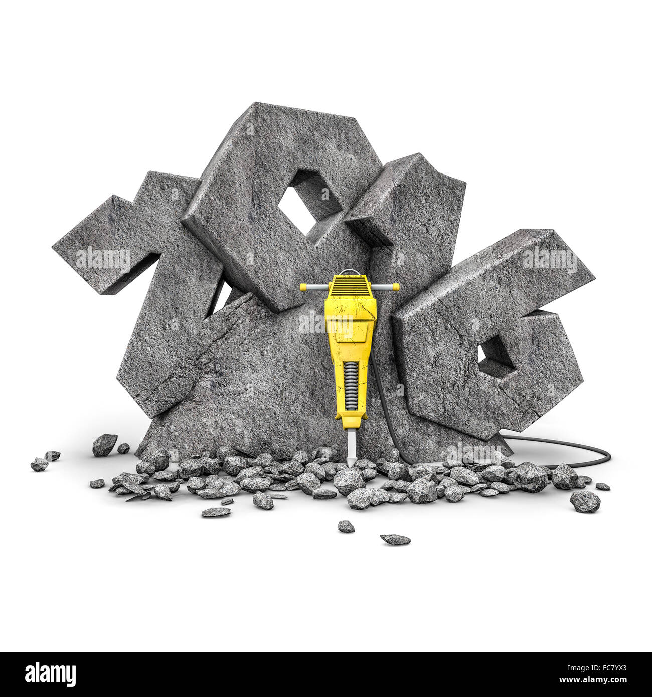 Stone carved 2016 / 3D render of year 2016 cut from stone block with ...