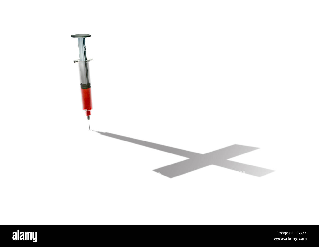 Syringe cross / 3D render of syringe casting cross shaped shadow Stock ...