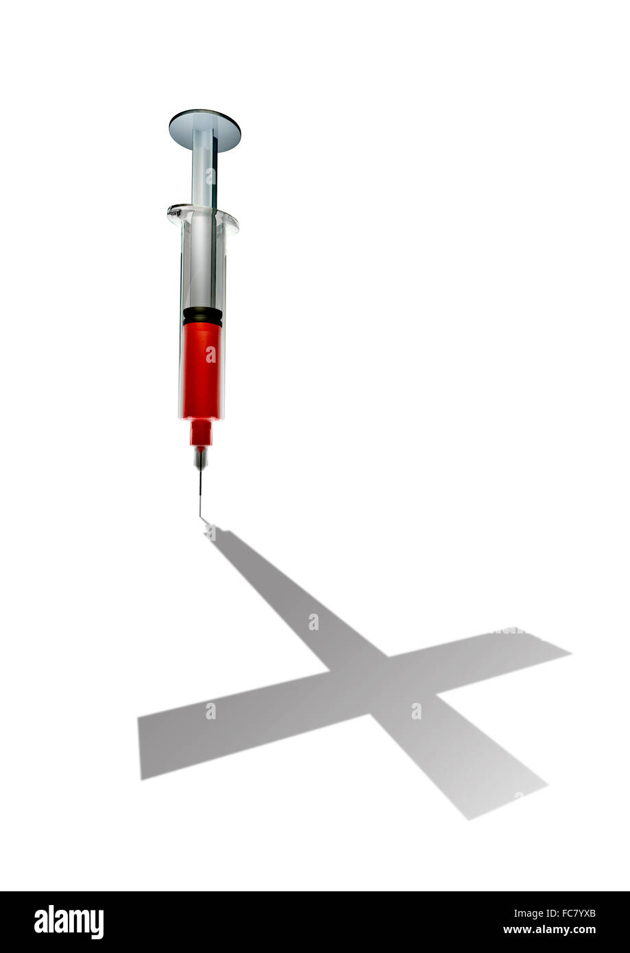 Syringe cross / 3D render of syringe casting cross shaped shadow Stock ...