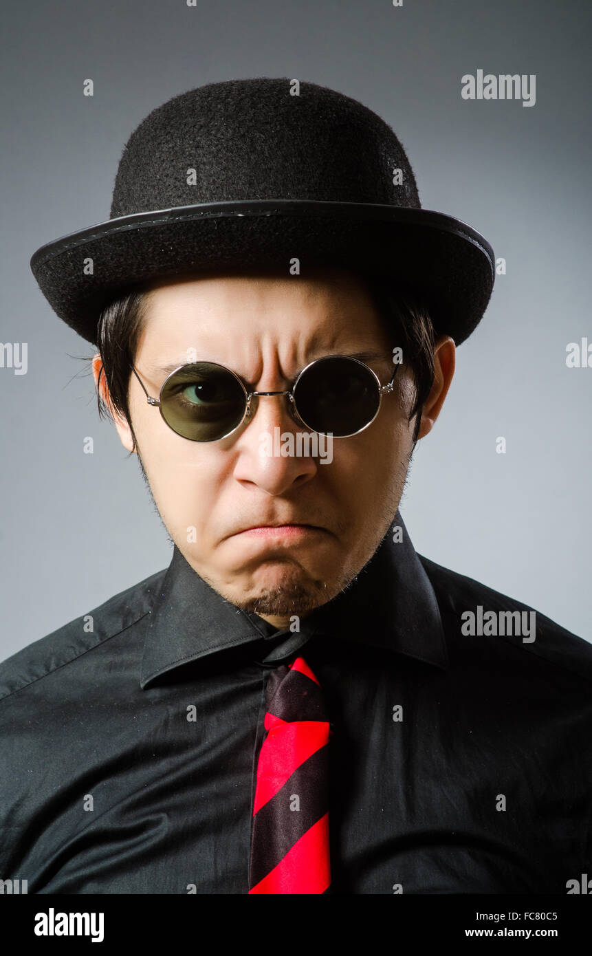 Funny man with vintage hat Stock Photo - Alamy