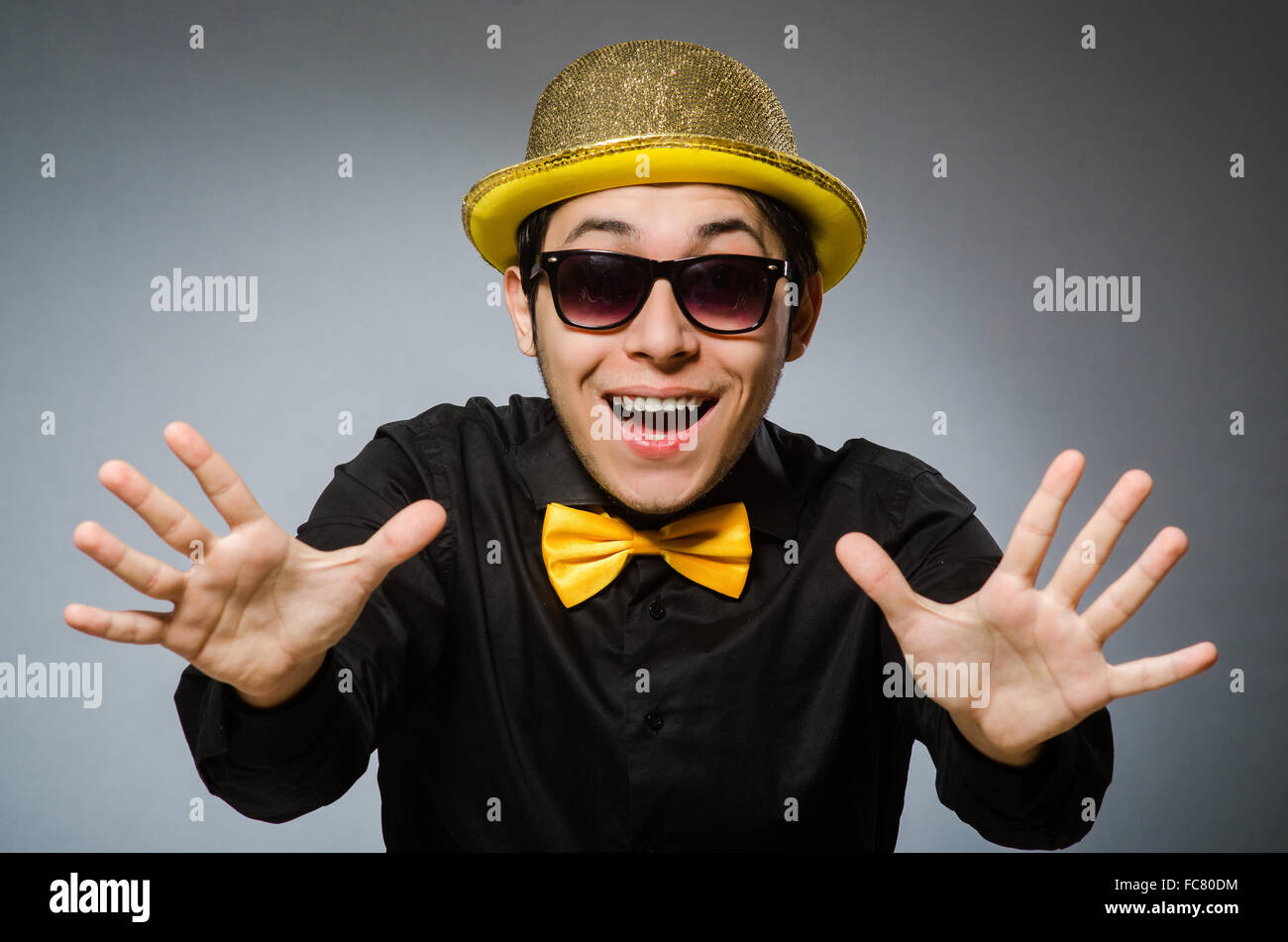 Funny man with vintage hat Stock Photo - Alamy