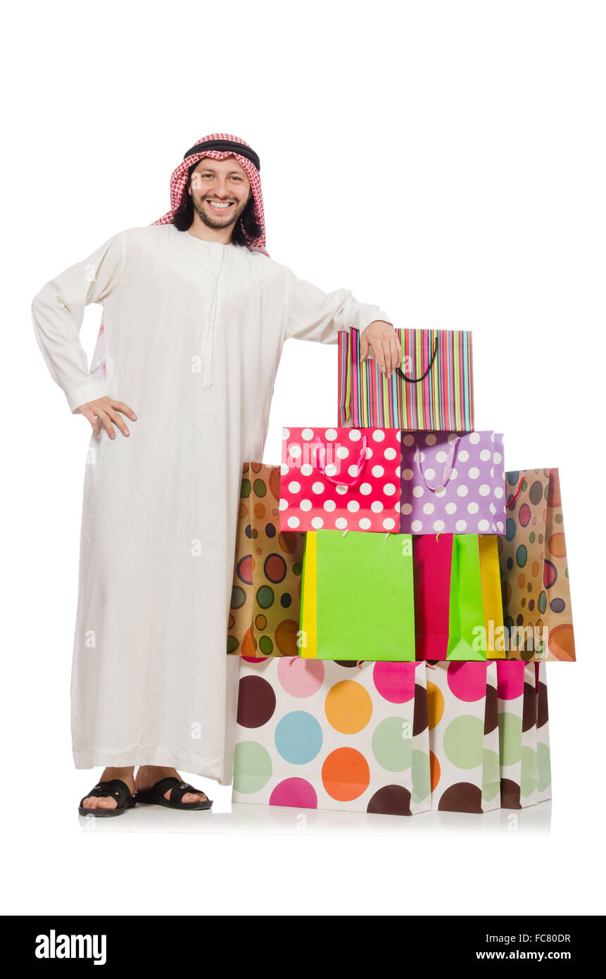 Arab man with shopping bags Stock Photo - Alamy