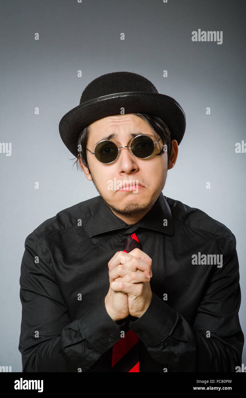 Funny man with vintage hat Stock Photo - Alamy