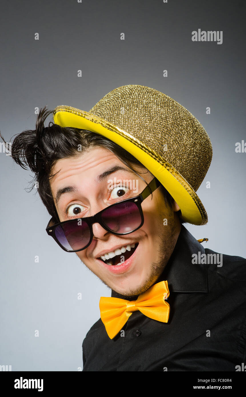 Funny man with vintage hat Stock Photo - Alamy