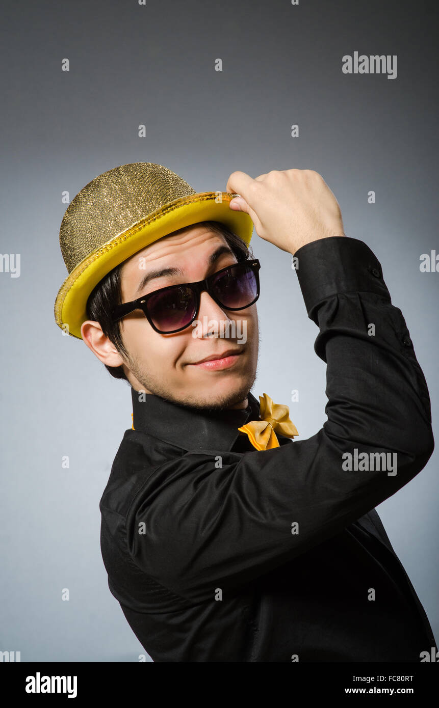 Funny man with vintage hat Stock Photo - Alamy
