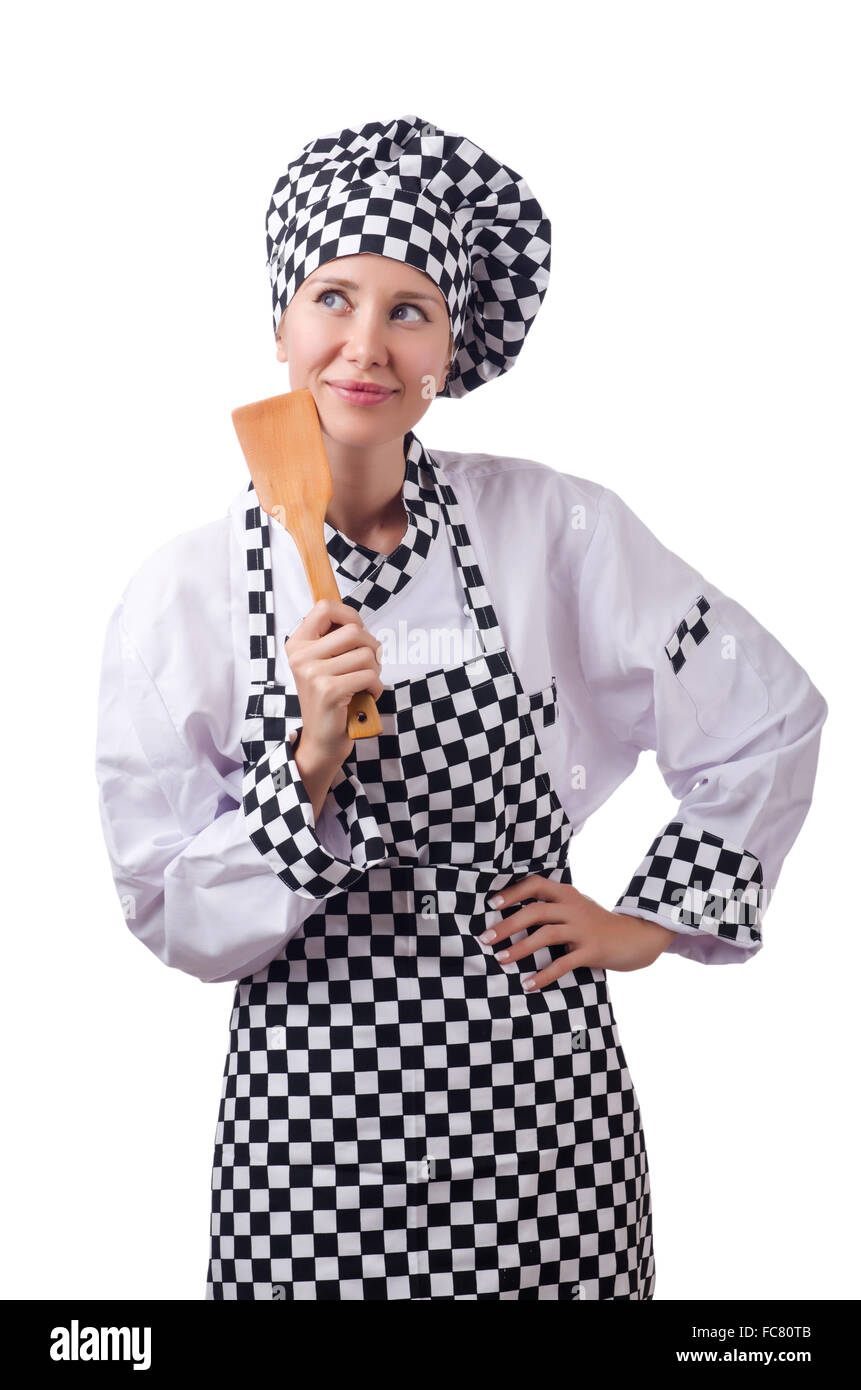 Female chef in uniform isolated on white Stock Photo - Alamy