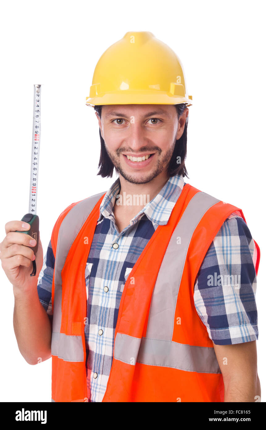 Construction worker isolated on white Stock Photo - Alamy