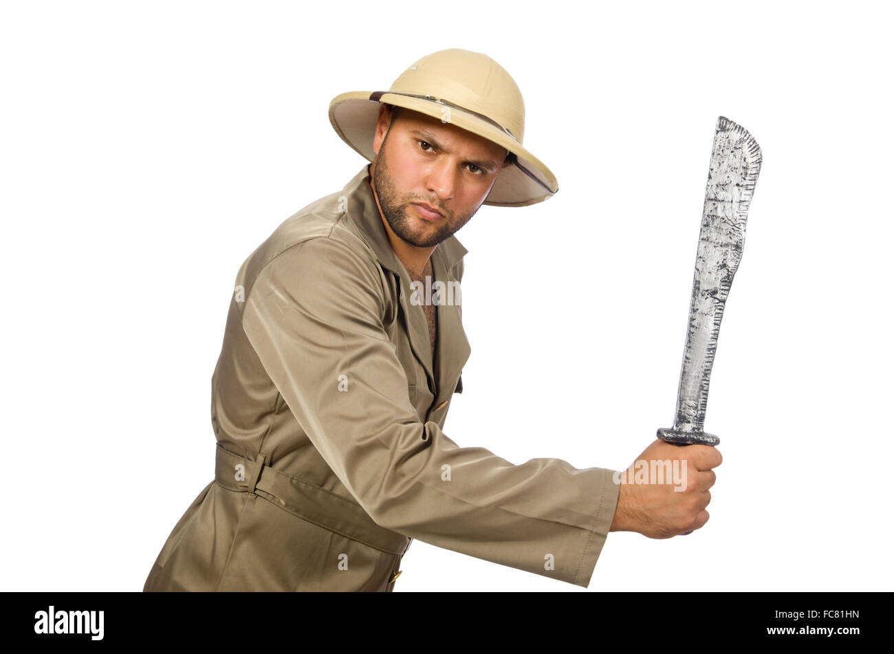 Man with knife isolated on white Stock Photo - Alamy