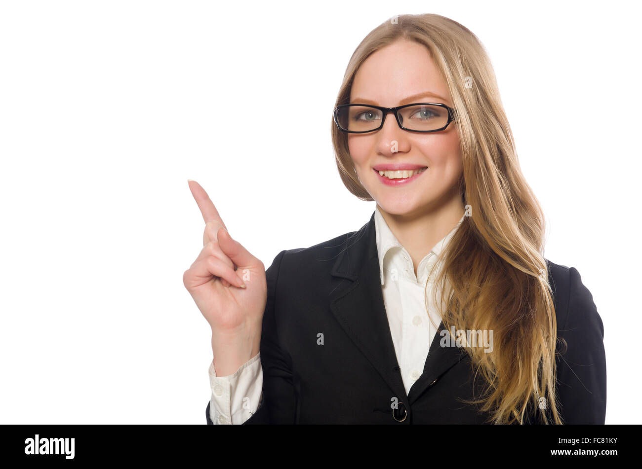 Pretty office employee isolated on white Stock Photo - Alamy