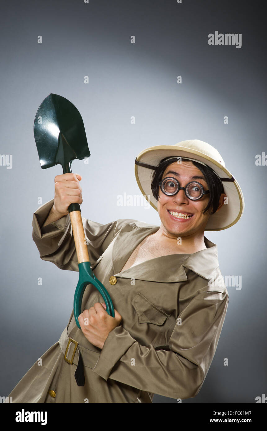 Funny man with the spade Stock Photo - Alamy