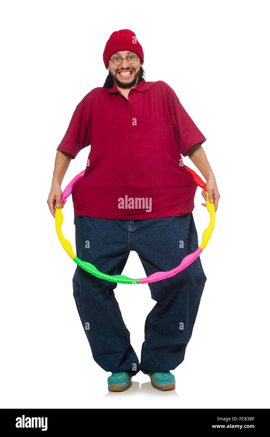 Overweight man isolated on the white Stock Photo - Alamy