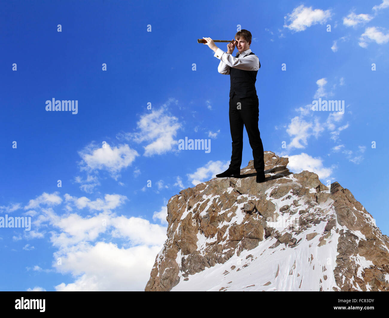 Young businessman standing and looking forward into the future Stock ...