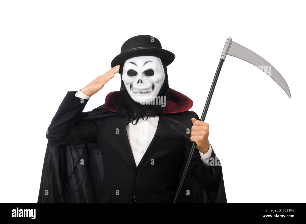 Man with scary mask isolated on white Stock Photo - Alamy