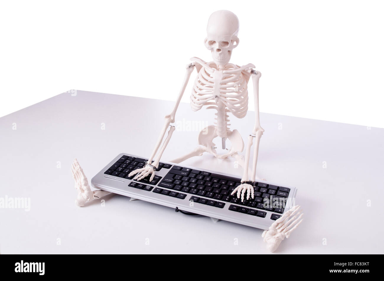 Funny Skeleton working on computer Stock Photo - Alamy